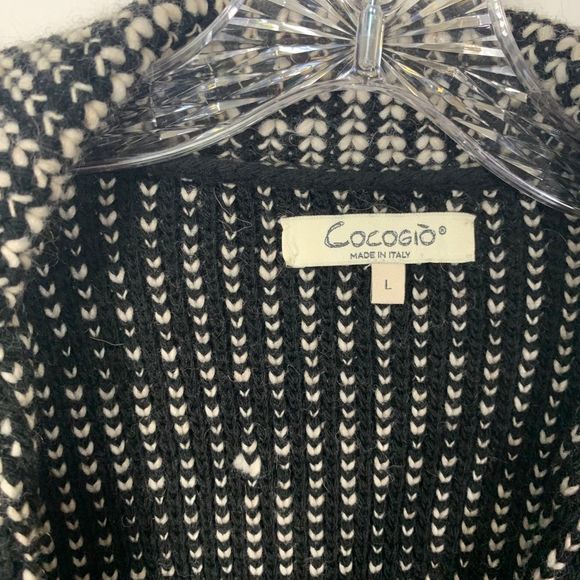 cocogio | Sweaters | Cocogio Knit Cardigan Sweater Italy Black White L ...